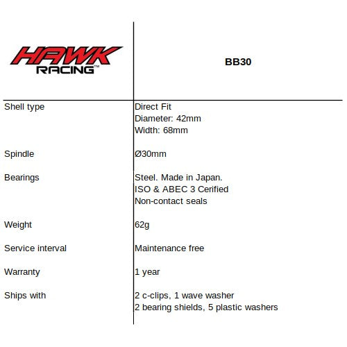 Hawk Racing bb30 bottom bracket – ultimate watts